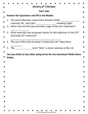 History of Television Workbook | Made By Teachers