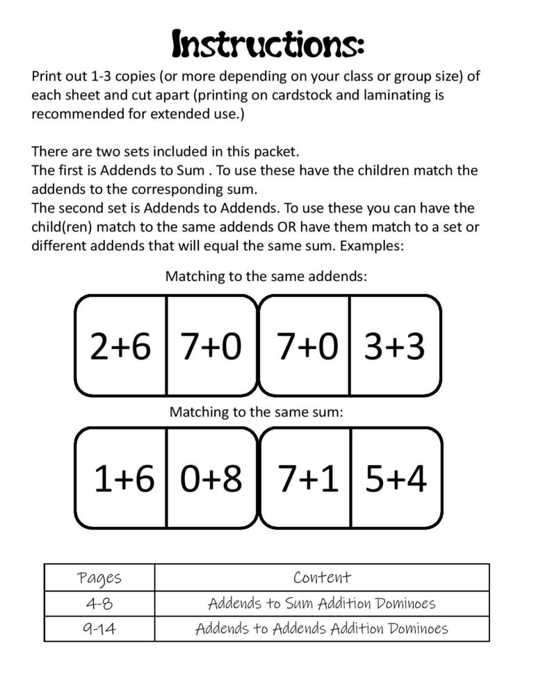 Addition Dominoes - Made By Teachers