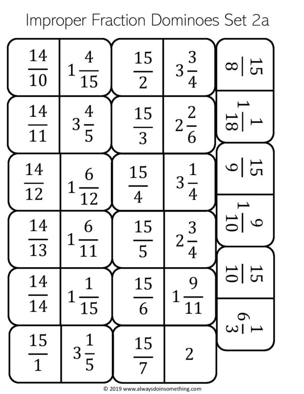 Improper Fraction Dominoes - Made By Teachers