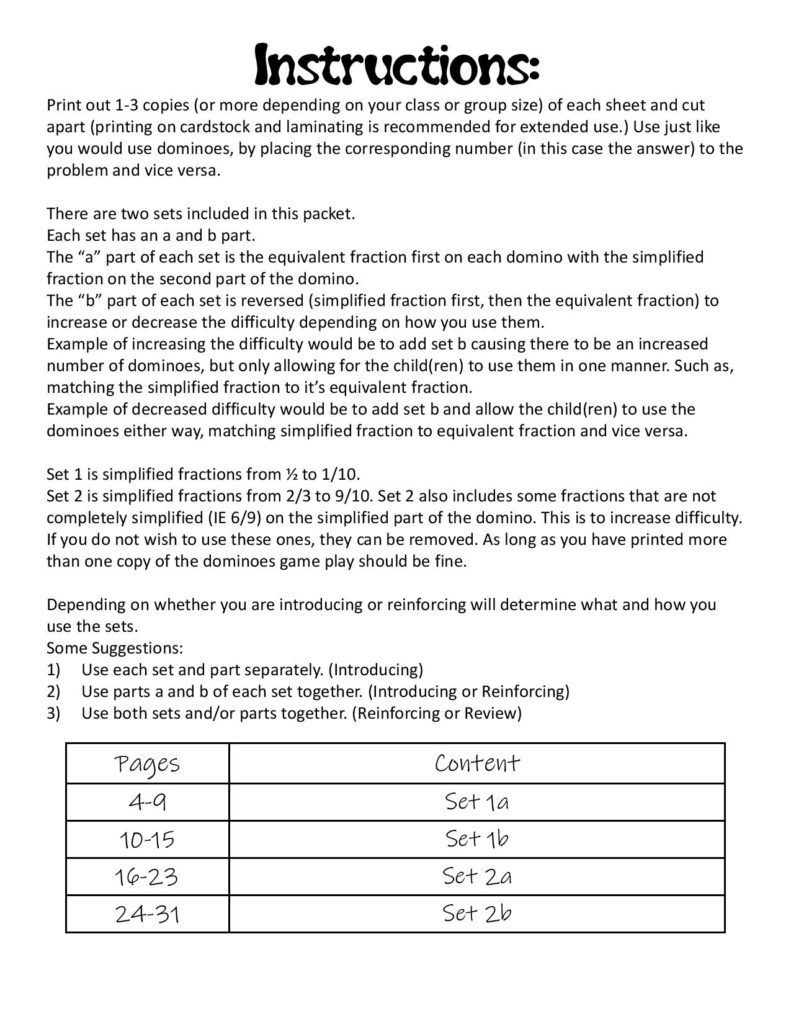 Simplified Fractions Dominoes | Made By Teachers