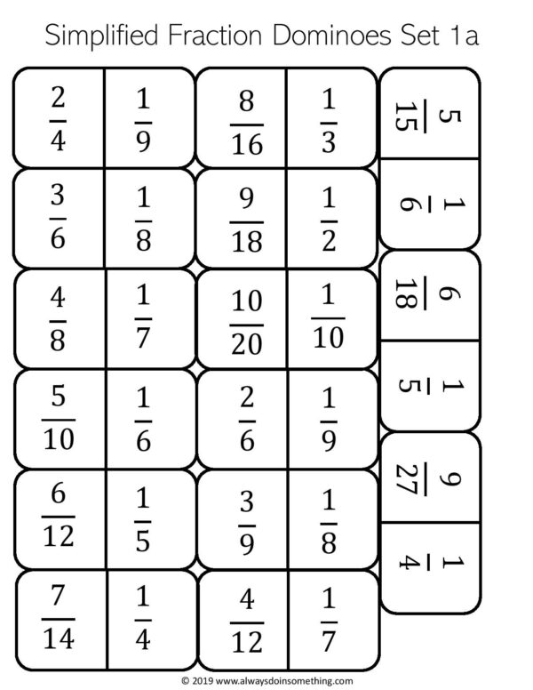 Simplified Fractions Dominoes | Made By Teachers