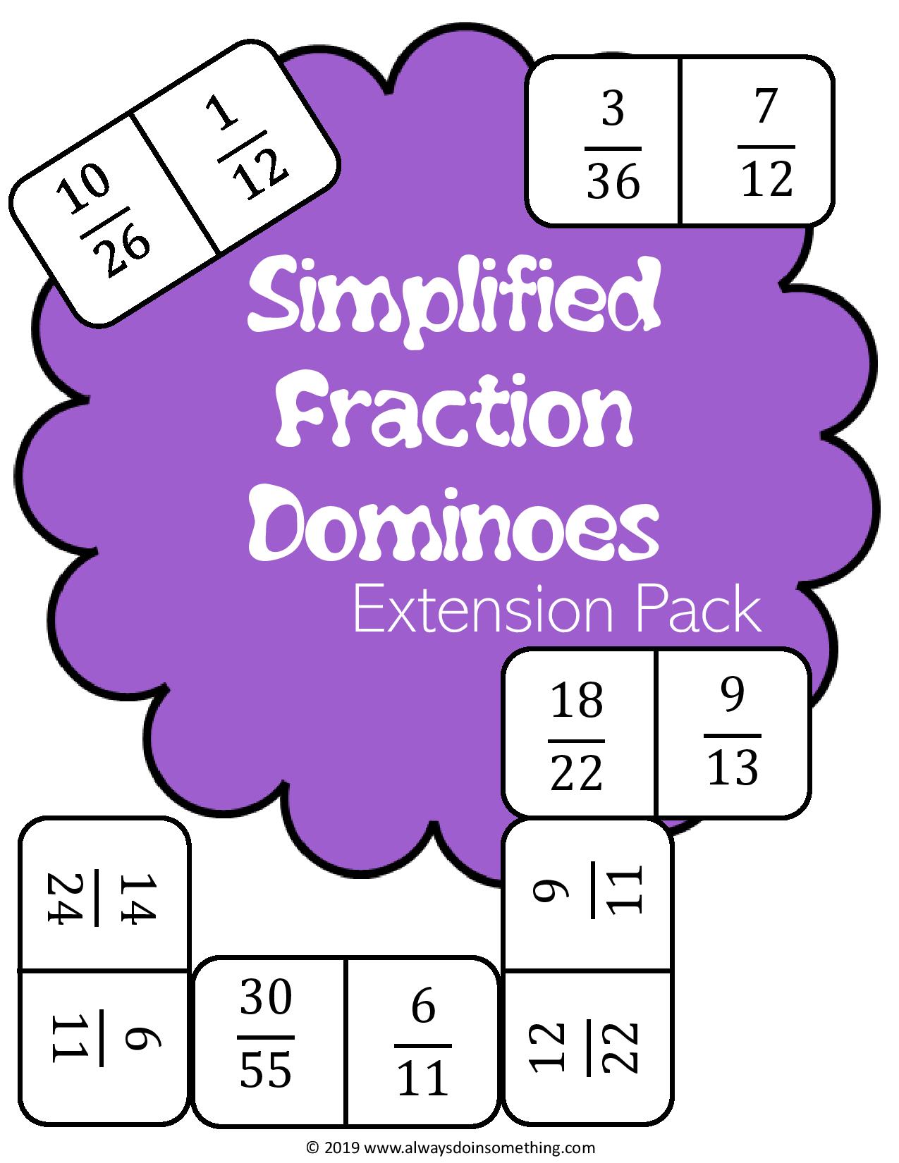 Simplified Fraction Dominoes Extension Pack Made By Teachers Simplified Fraction Dominoes Extension Pack Made By Teachers