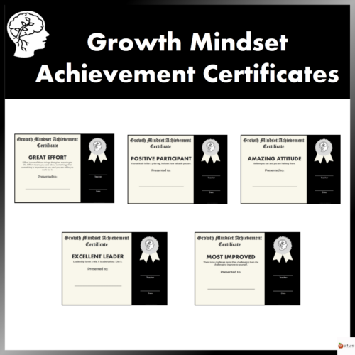 Growth Mindset Achievement Certificates For Kids Black Edition | Made ...
