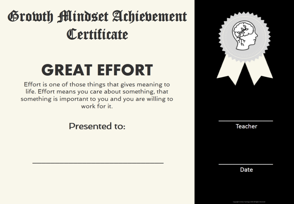 Growth Mindset Achievement Certificates For Kids Black Edition | Made ...