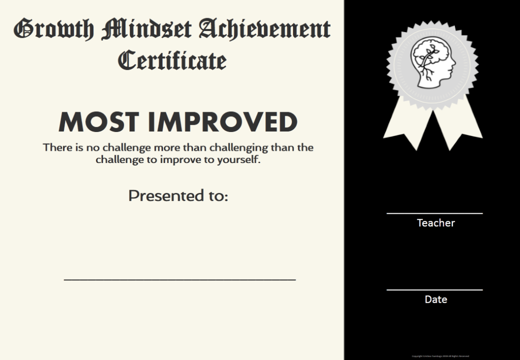 Growth Mindset Achievement Certificates For Kids Black Edition | Made ...