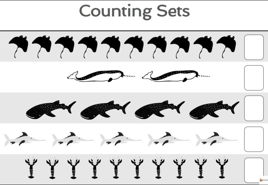 Counting Sets Practice Sheets Ocean Theme - Made By Teachers