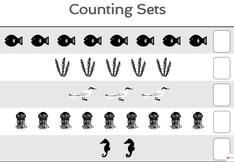 Counting Sets Practice Sheets Ocean Theme - Made By Teachers