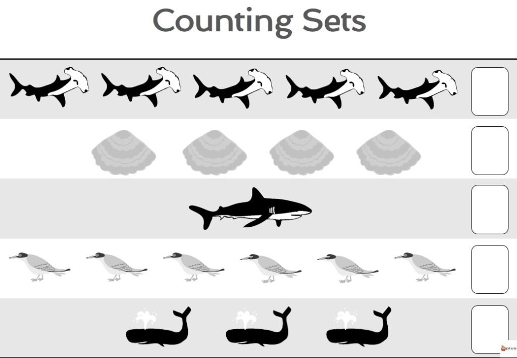 Counting Sets Practice Sheets Ocean Theme - Made By Teachers
