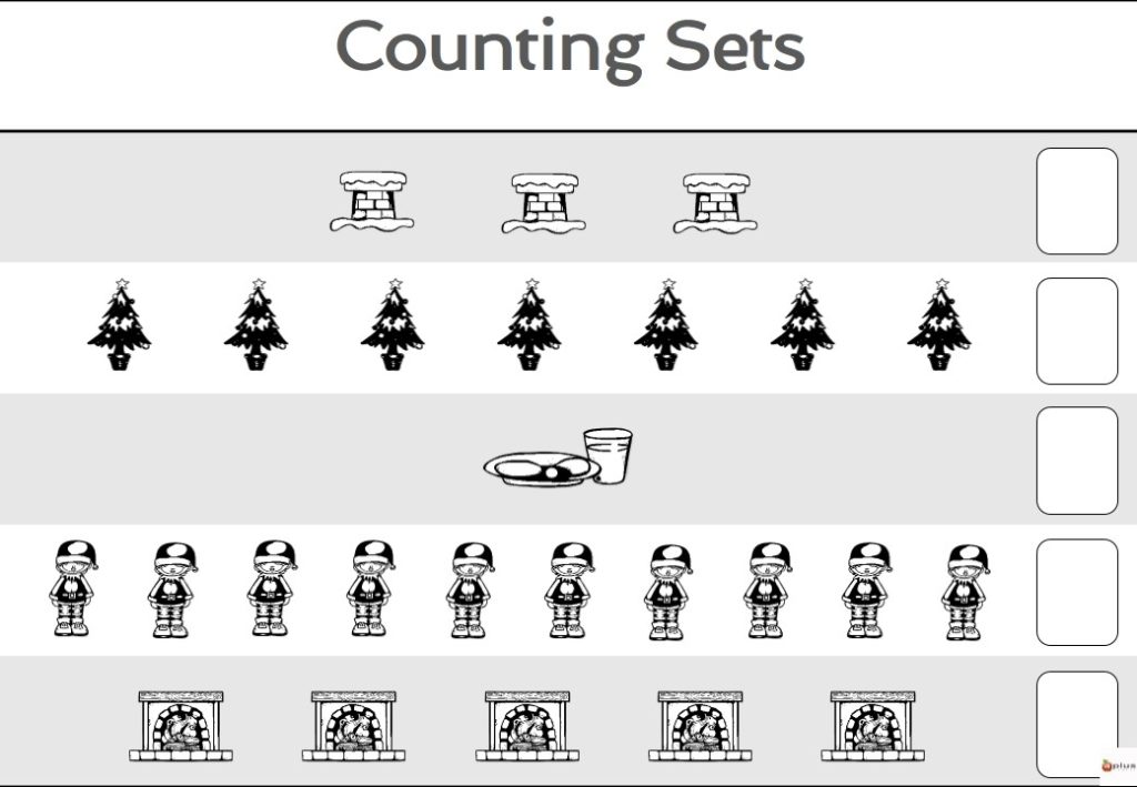 Counting Sets Practice Sheets Winter Theme - Made By Teachers