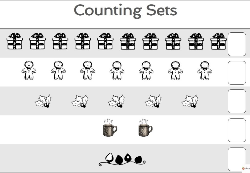 Counting Sets Practice Sheets Winter Theme - Made By Teachers