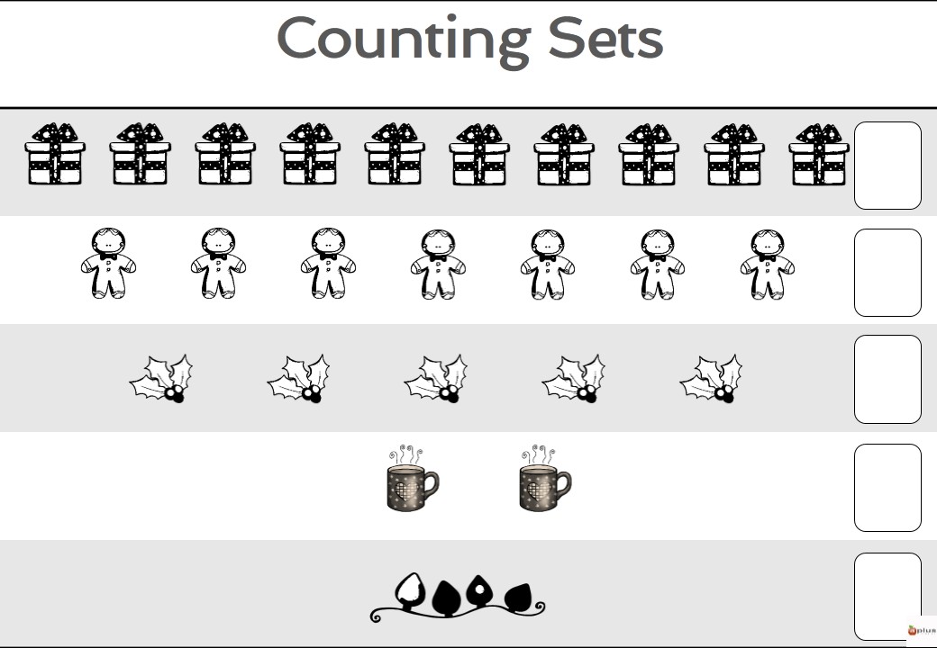 Counting Sets Practice Sheets Winter Theme - Made By Teachers