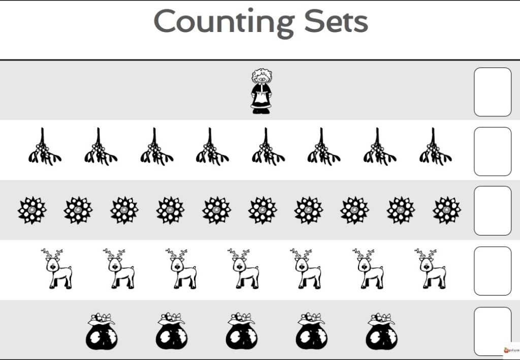 Counting Sets Practice Sheets Winter Theme - Made By Teachers