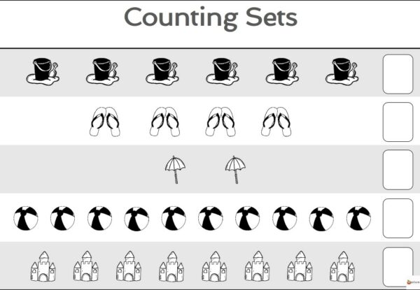 Counting Sets Practice Sheets Summer Theme | Made By Teachers