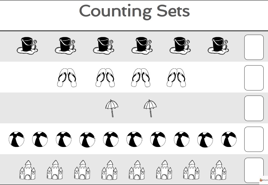Counting Sets Practice Sheets Summer Theme | Made By Teachers
