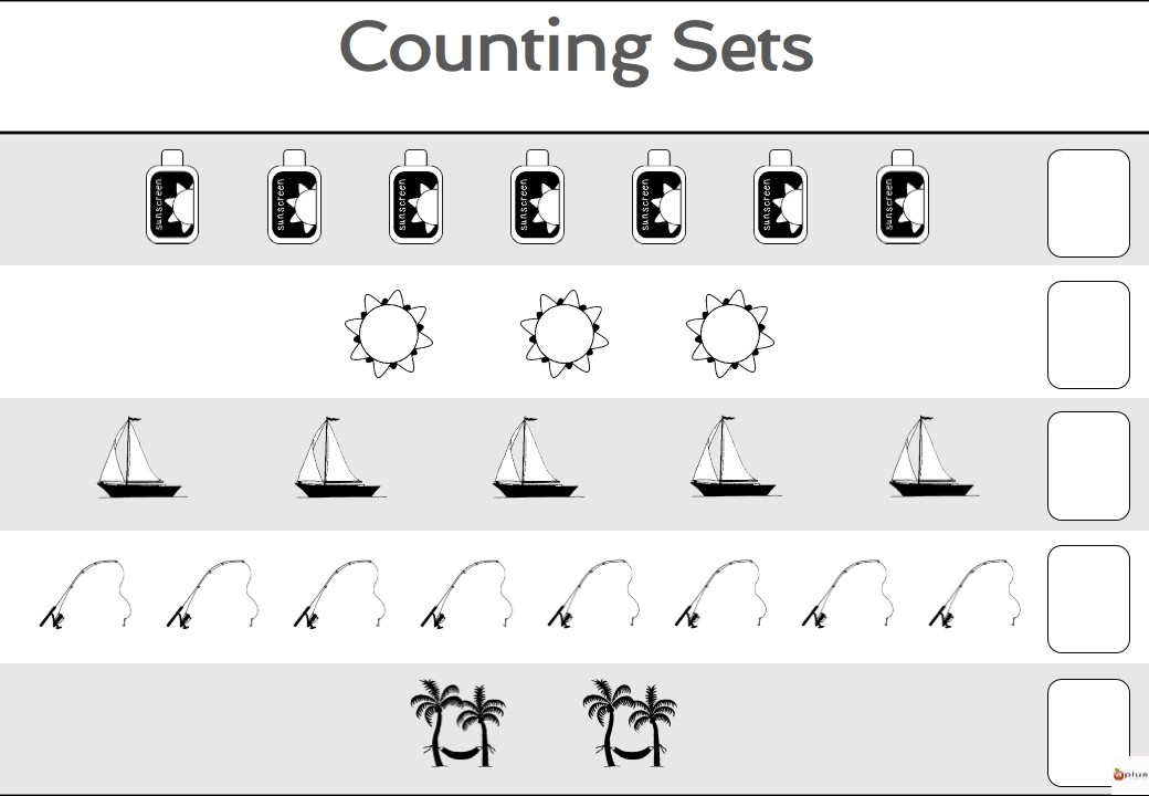 Counting Sets Practice Sheets Summer Theme | Made By Teachers