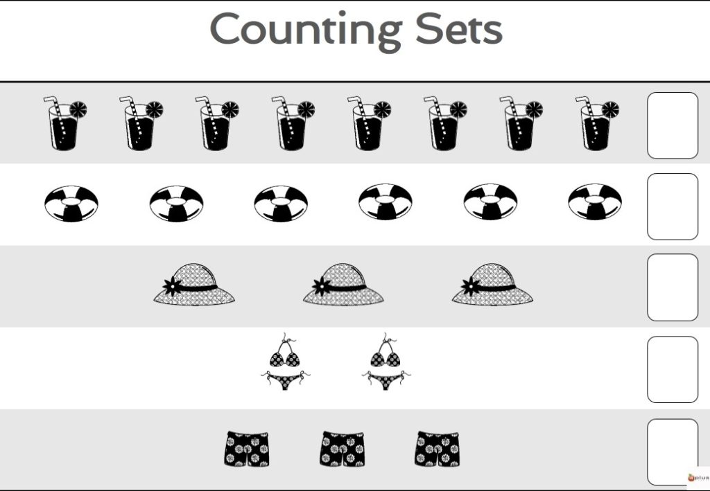 Counting Sets Practice Sheets Summer Theme | Made By Teachers