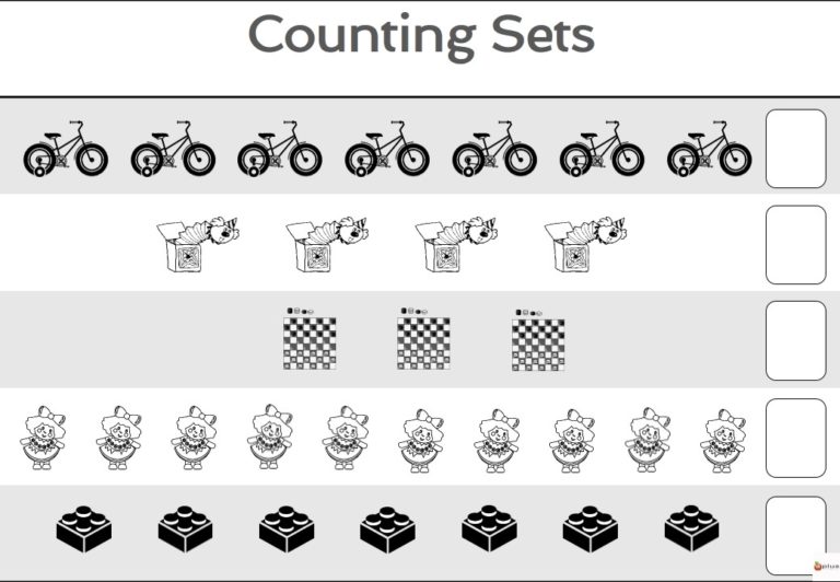 Counting Sets Practice Sheets Toy Theme | Made By Teachers