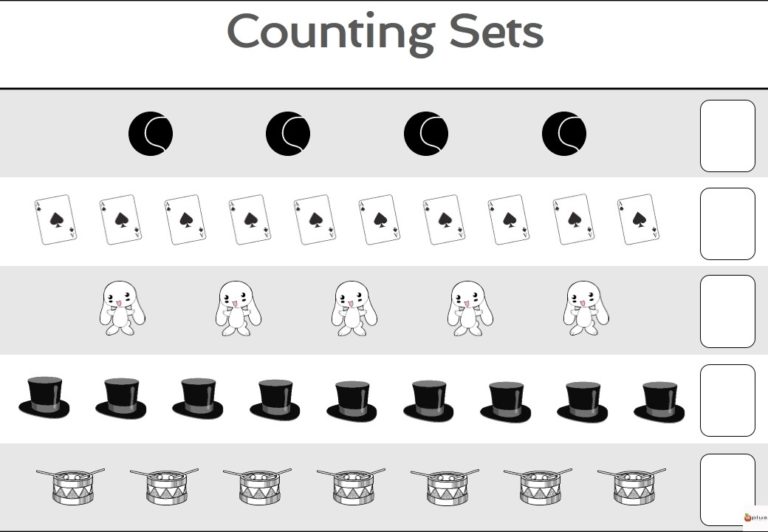 Counting Sets Practice Sheets Toy Theme | Made By Teachers