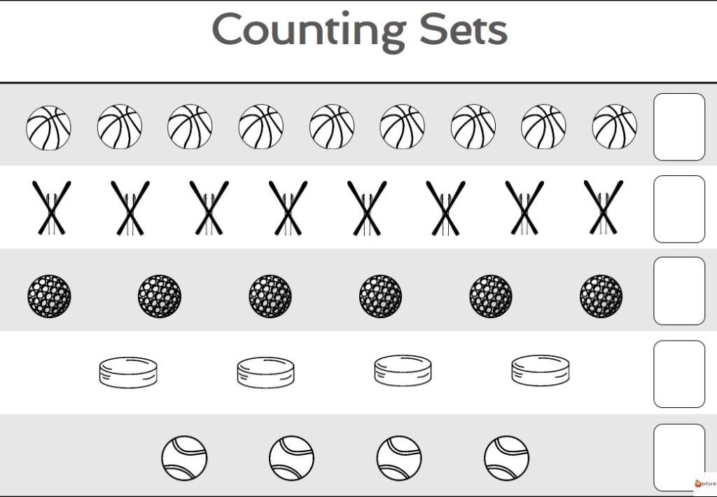 Counting Sets Practice Sheets Sports Theme - Made By Teachers