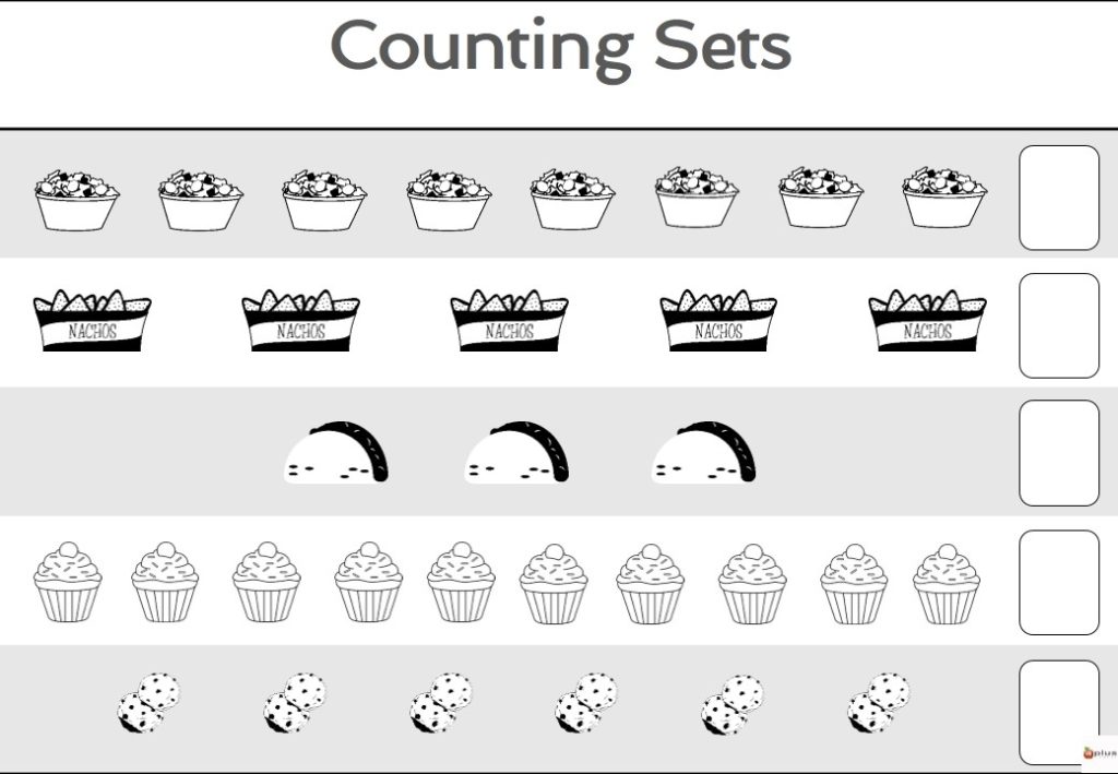 Counting Practice Sheets Food Theme | Made By Teachers