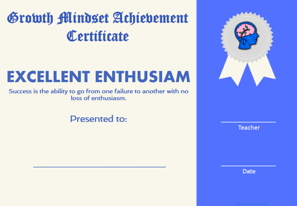 Growth Mindset Achievement Certificates For Kids Blue Edition | Made By ...