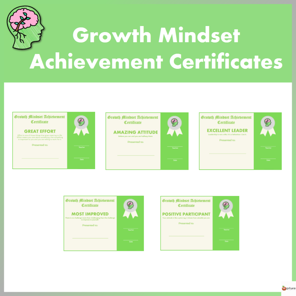 Growth Mindset Achievement Certificates For Kids Green Edition | Made ...