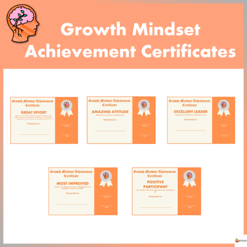 Growth Mindset Achievement Certificates For Kids Orange Edition | Made ...