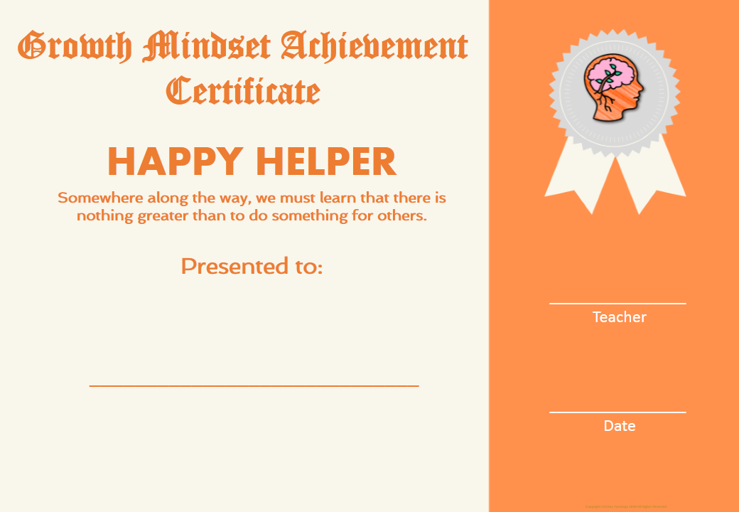Growth Mindset Achievement Certificates For Kids Orange Edition | Made ...