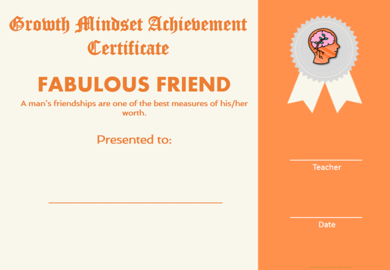Growth Mindset Achievement Certificates For Kids Orange Edition | Made ...
