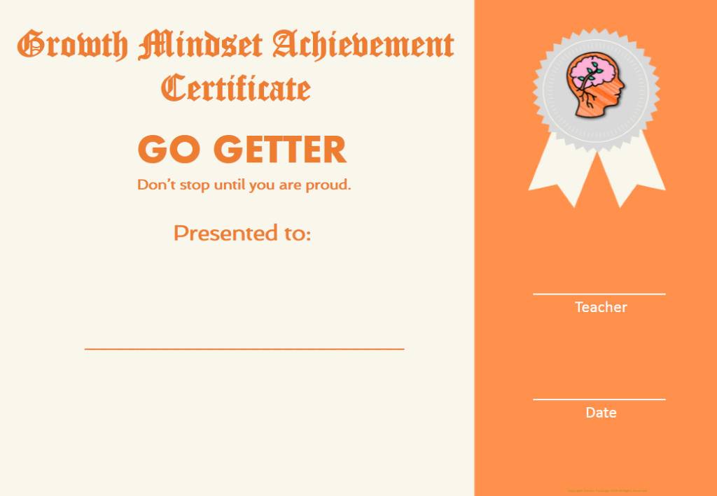 Growth Mindset Achievement Certificates For Kids Orange Edition | Made ...