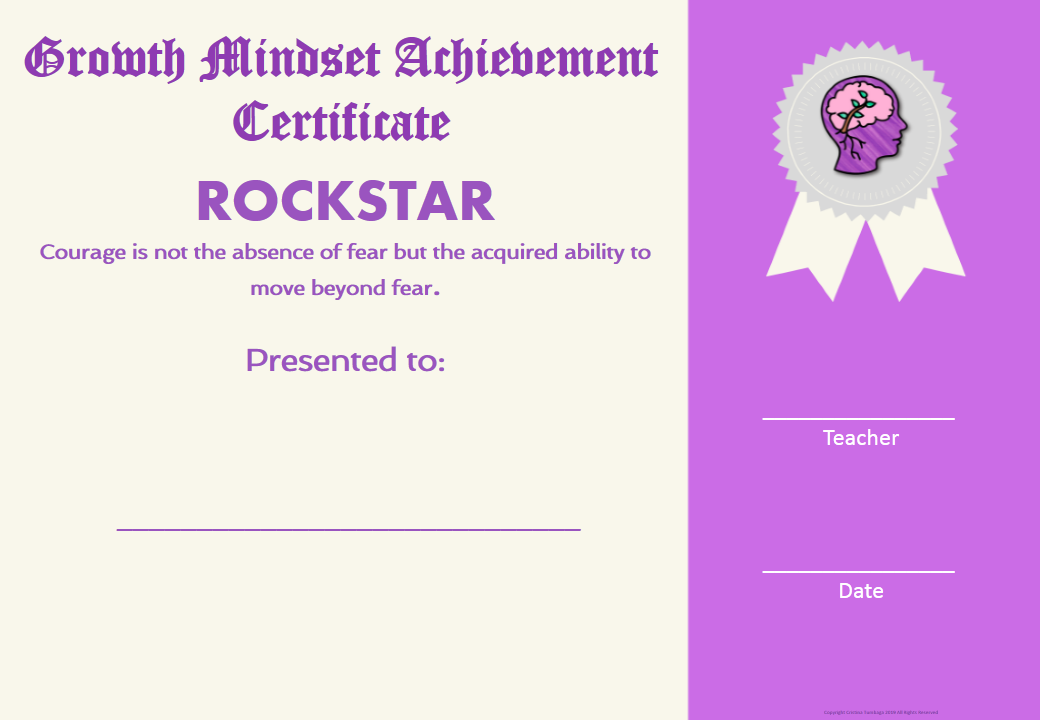 Growth Mindset Achievement Certificates For Kids Purple Edition | Made ...