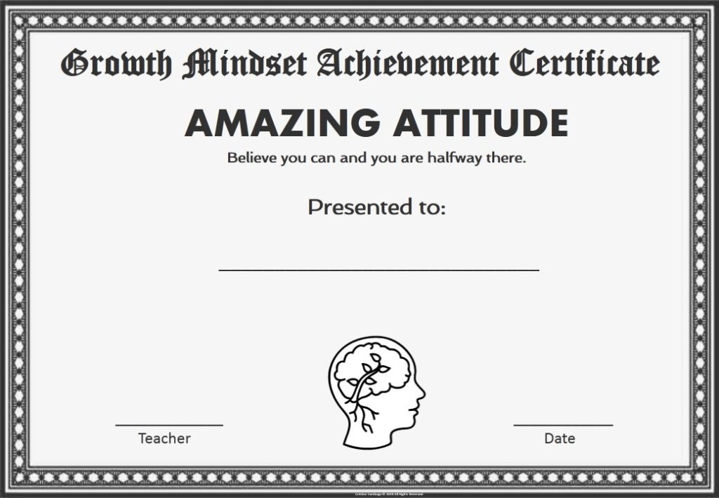 Growth Mindset Achievement Certificates For Teens Black Edition | Made ...