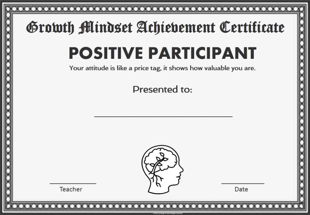 Growth Mindset Achievement Certificates For Teens Black Edition | Made ...