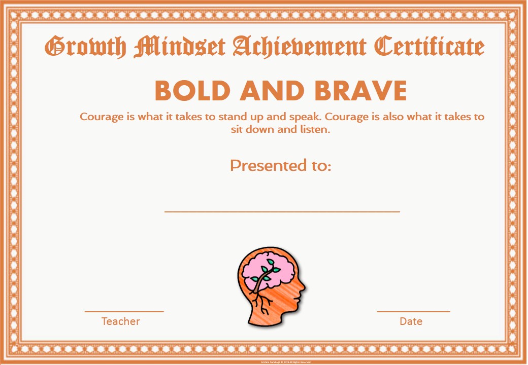Growth Mindset Achievement Certificates For Teens Orange Edition | Made ...