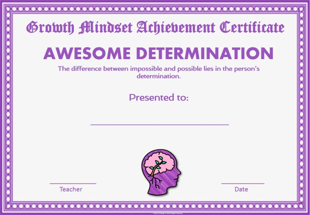 Growth Mindset Achievement Certificates For Teens Purple Edition | Made ...