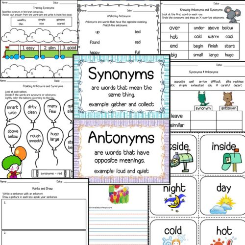 Synonyms And Antonyms Grade 3