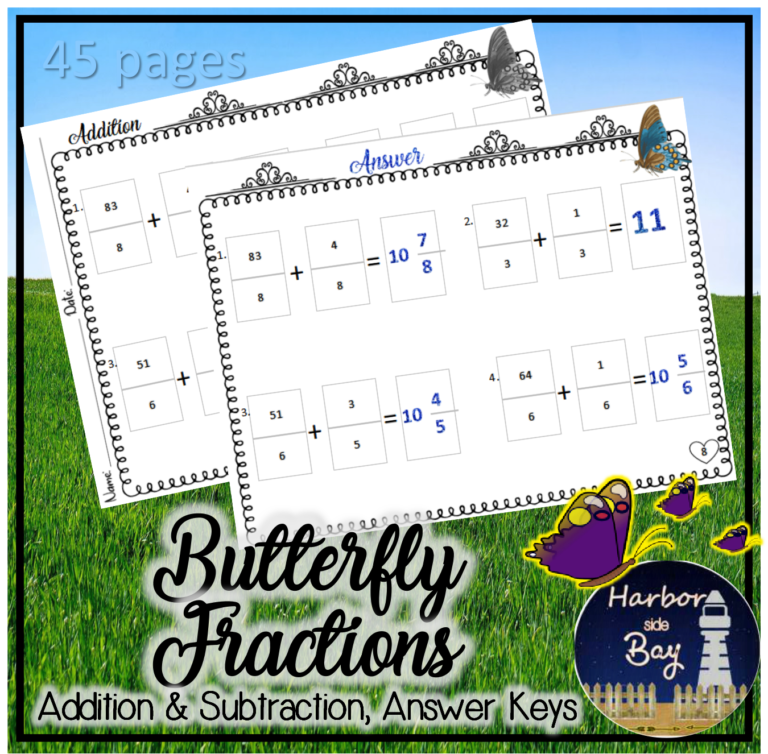 Fractions Butterfly Addition and Subtraction Fractions | Made By Teachers