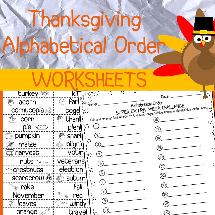Thanksgiving Alphabetical Order Worksheets | Made By Teachers