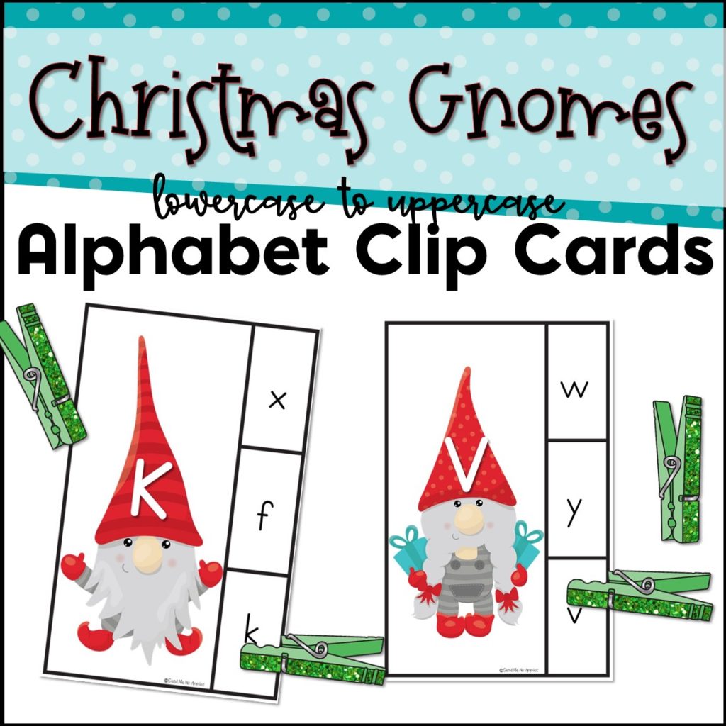 Kindergarten Center - Christmas Gnome Clip Cards Letter Match Set 2 ...