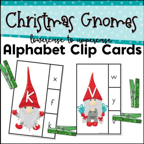 Kindergarten Center - Christmas Gnome Clip Cards Letter Match Set 2 ...
