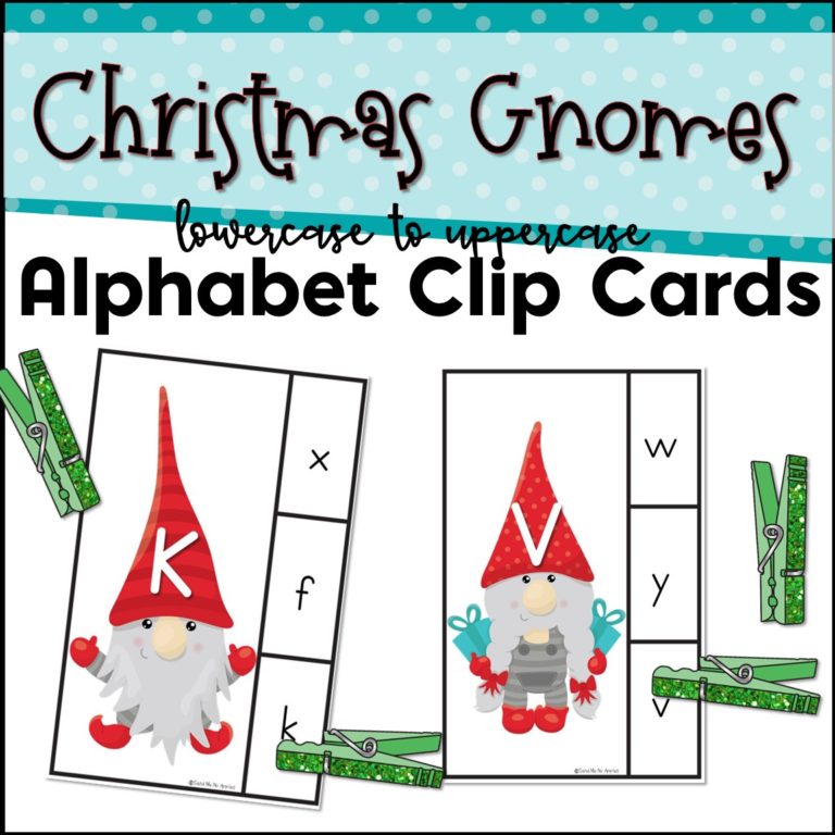 Kindergarten Center - Christmas Gnome Clip Cards Letter Match Set 2 ...