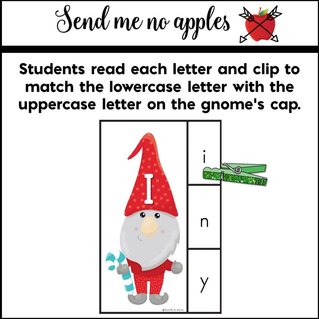Kindergarten Center - Christmas Gnome Clip Cards Letter Match Set 2 ...