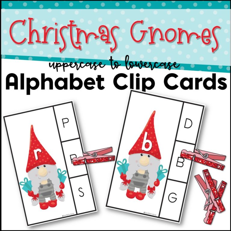 Kindergarten Center - Christmas Gnome Clip Cards Letter Match Set 3 ...