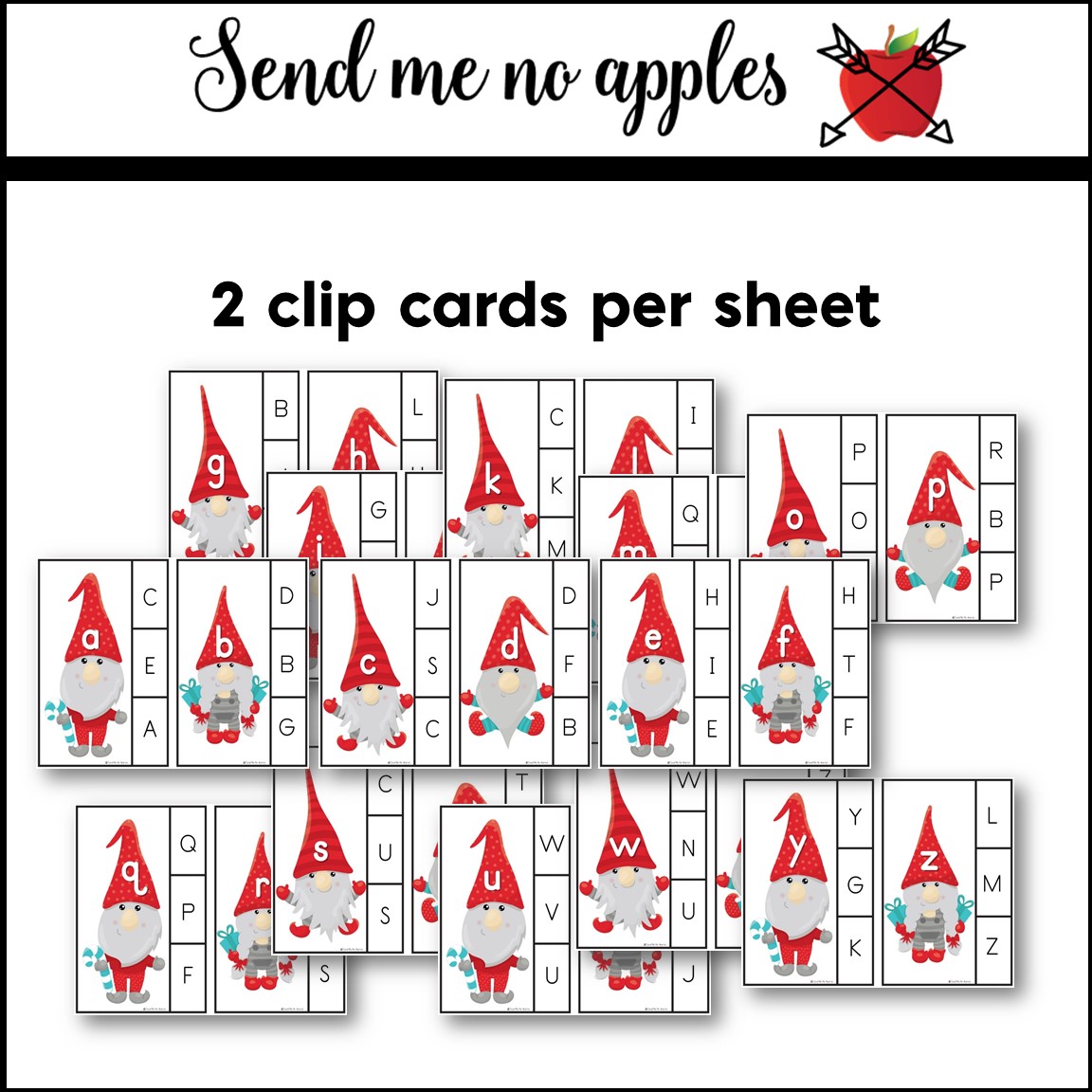 Kindergarten Center - Christmas Gnome Clip Cards Letter Match Set 3 ...