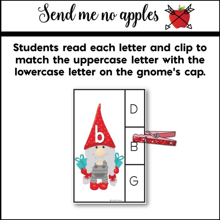 Kindergarten Center - Christmas Gnome Clip Cards Letter Match Set 3 ...