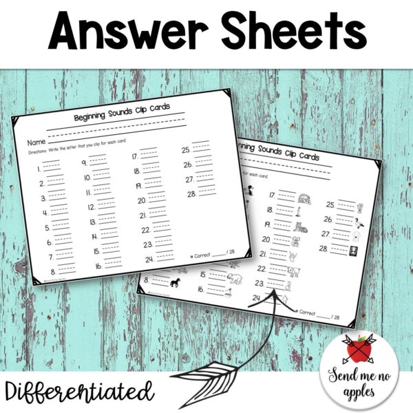 Beginning Sounds Clip Cards Center with Uppercase Letters - Made By ...