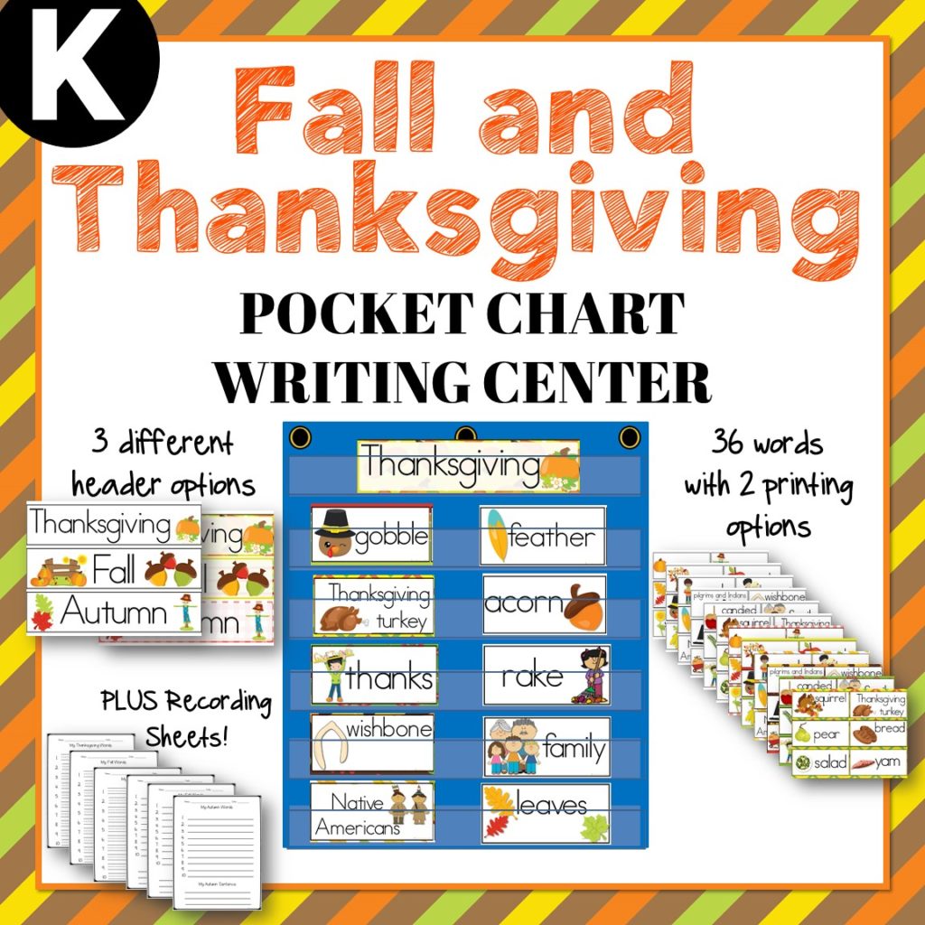 Kindergarten Center - Thanksgiving & Fall Pocket Chart Writing Center ...