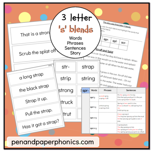 3 Letter S Blends: Words, Phrases, Sentences, Story | Made By Teachers