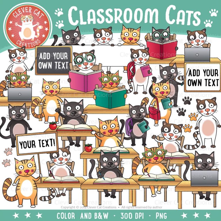Cat Clip Art - Classroom Cats! - Made By Teachers