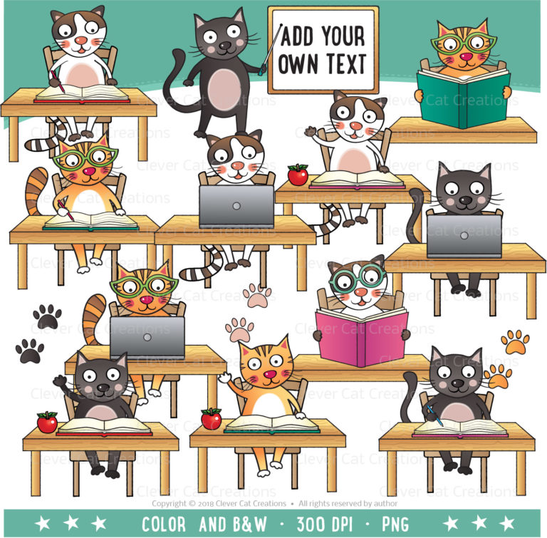 Cat Clip Art - Classroom Cats! - Made By Teachers